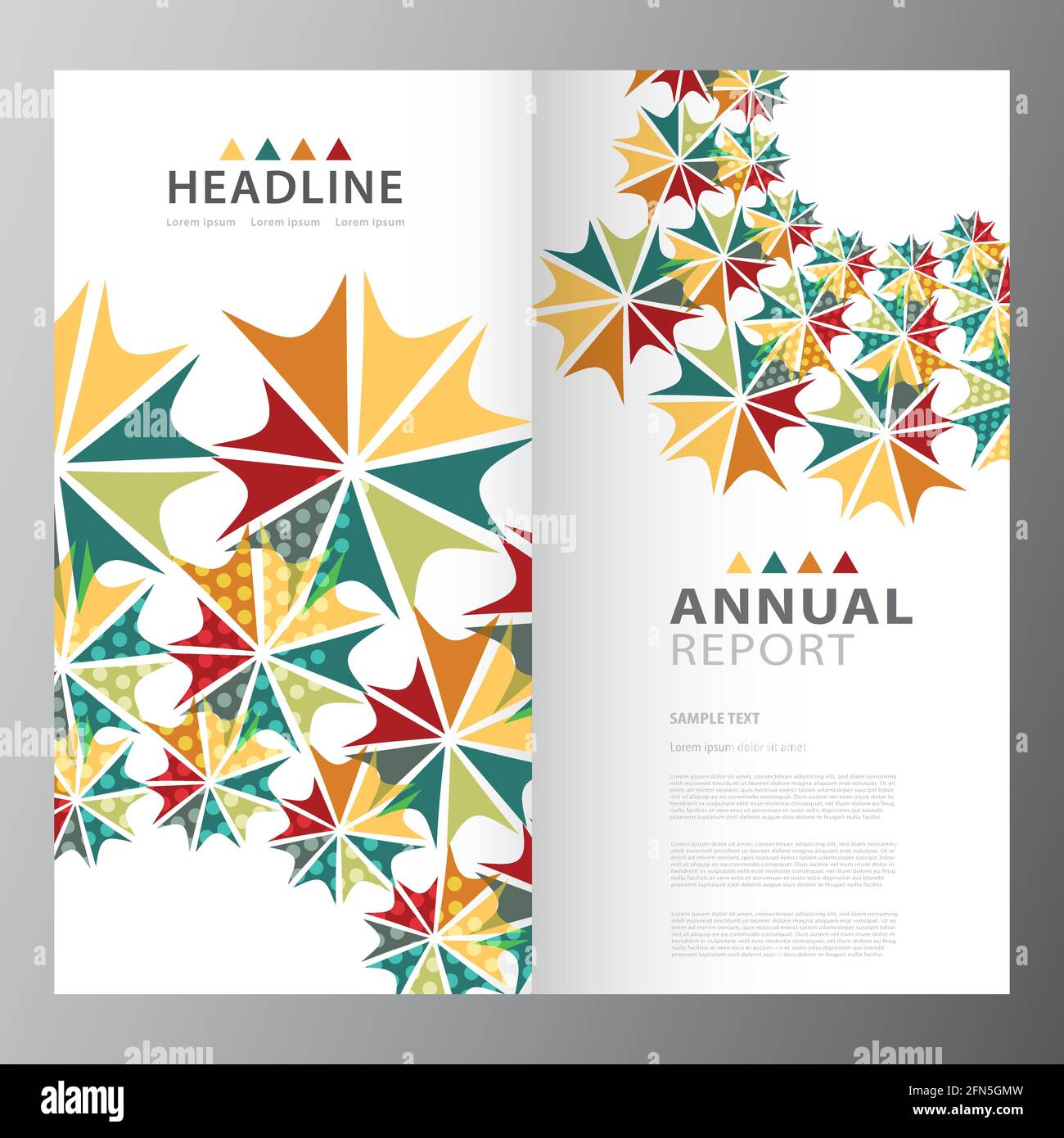 Annual colorful business report template design layout Stock Vector ...