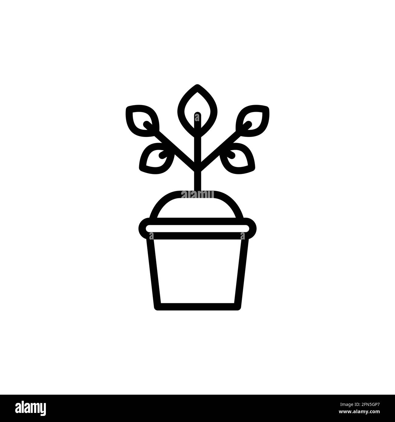 Plant in pot color line icon. Isolated vector element. Outline ...