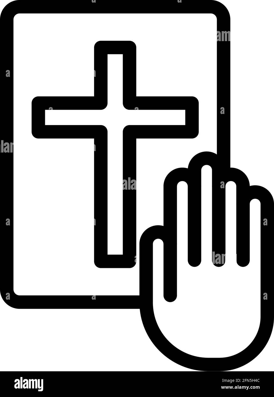 Hand On Bible Icon. Editable Bold Outline Design. Vector Illustration ...