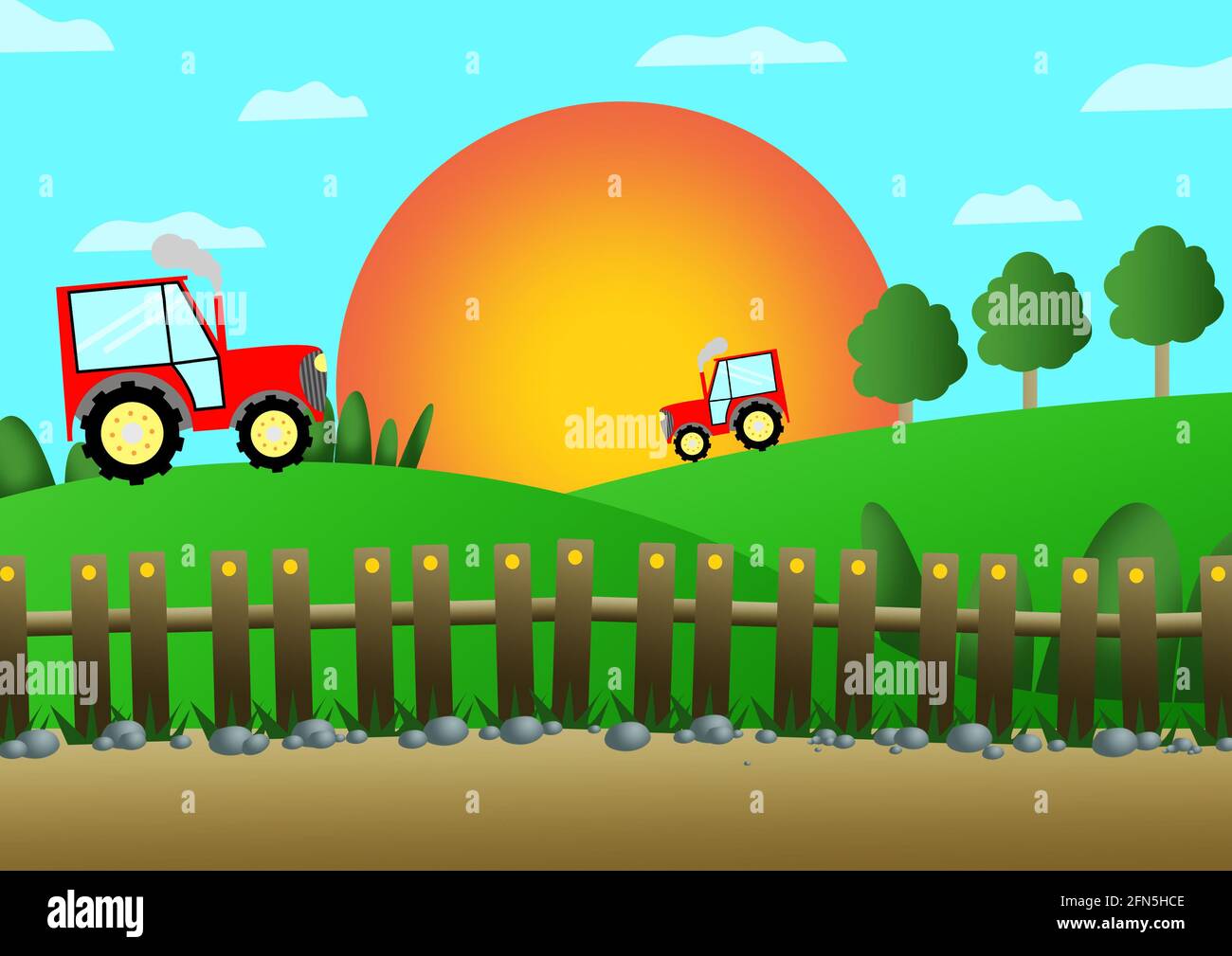 Cartoon red tractor hi-res stock photography and images - Alamy