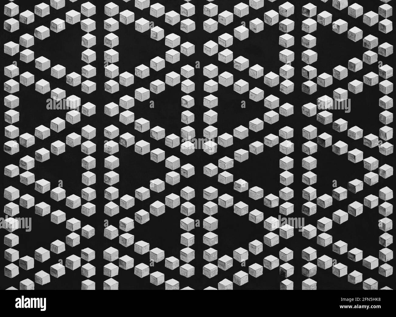 Cubes and triangles pattern texture mesh illustration. Hand drawn ...