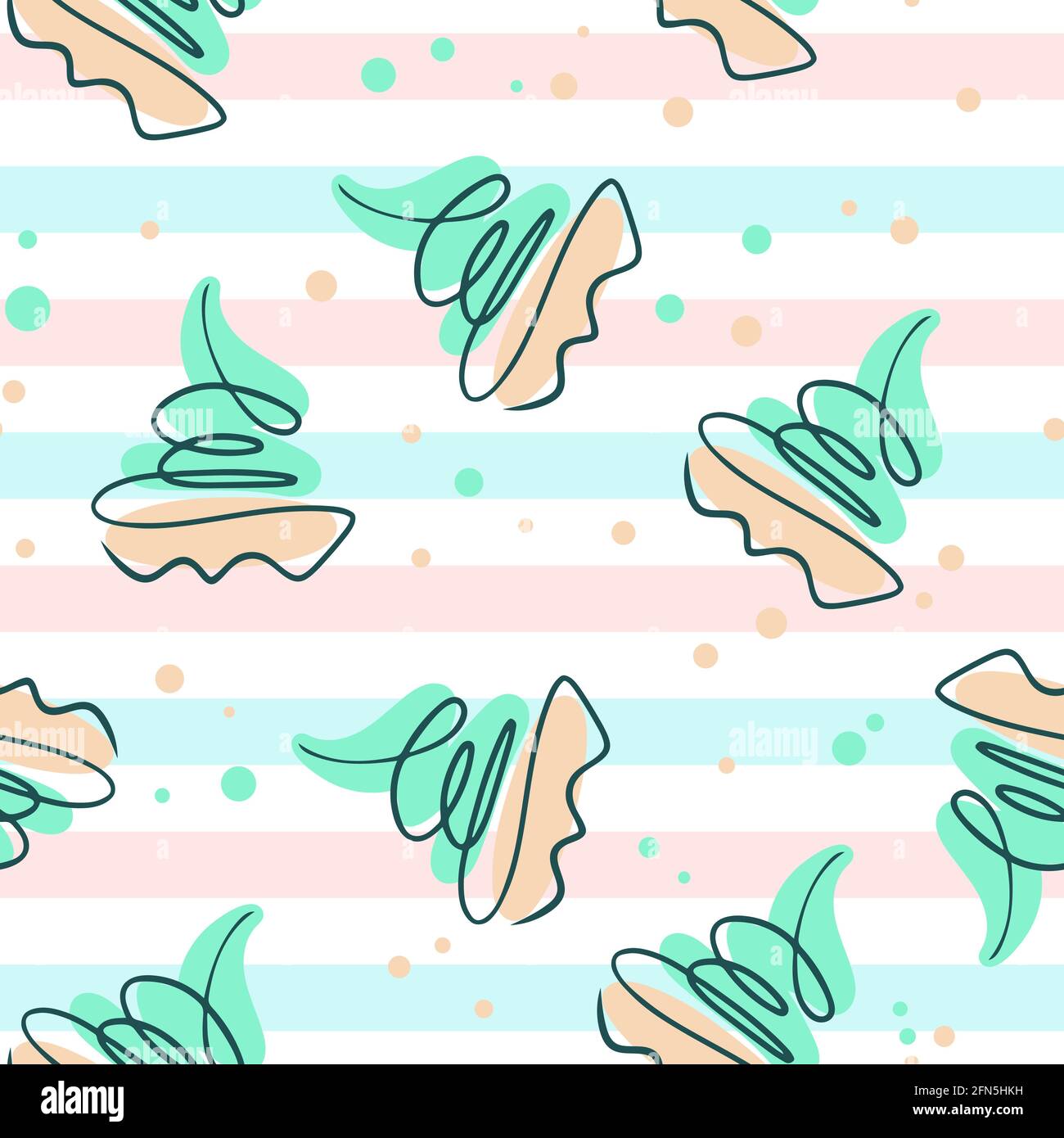 Pattern with cakes. Line art style cakes with cream. Vector. Solid ...