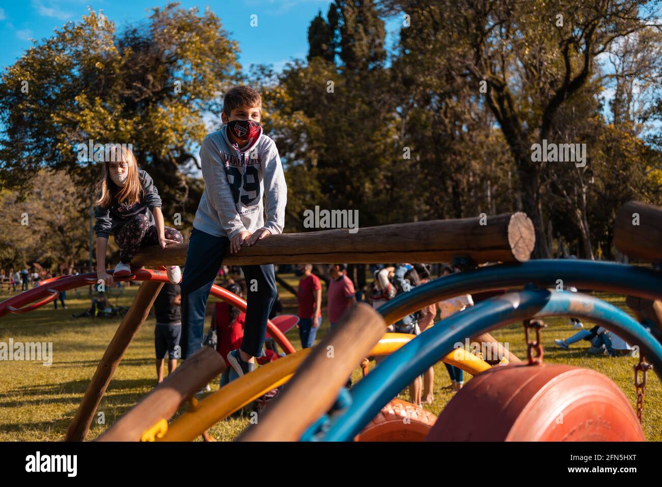 kids having fun in the park Stock Photo - Alamy