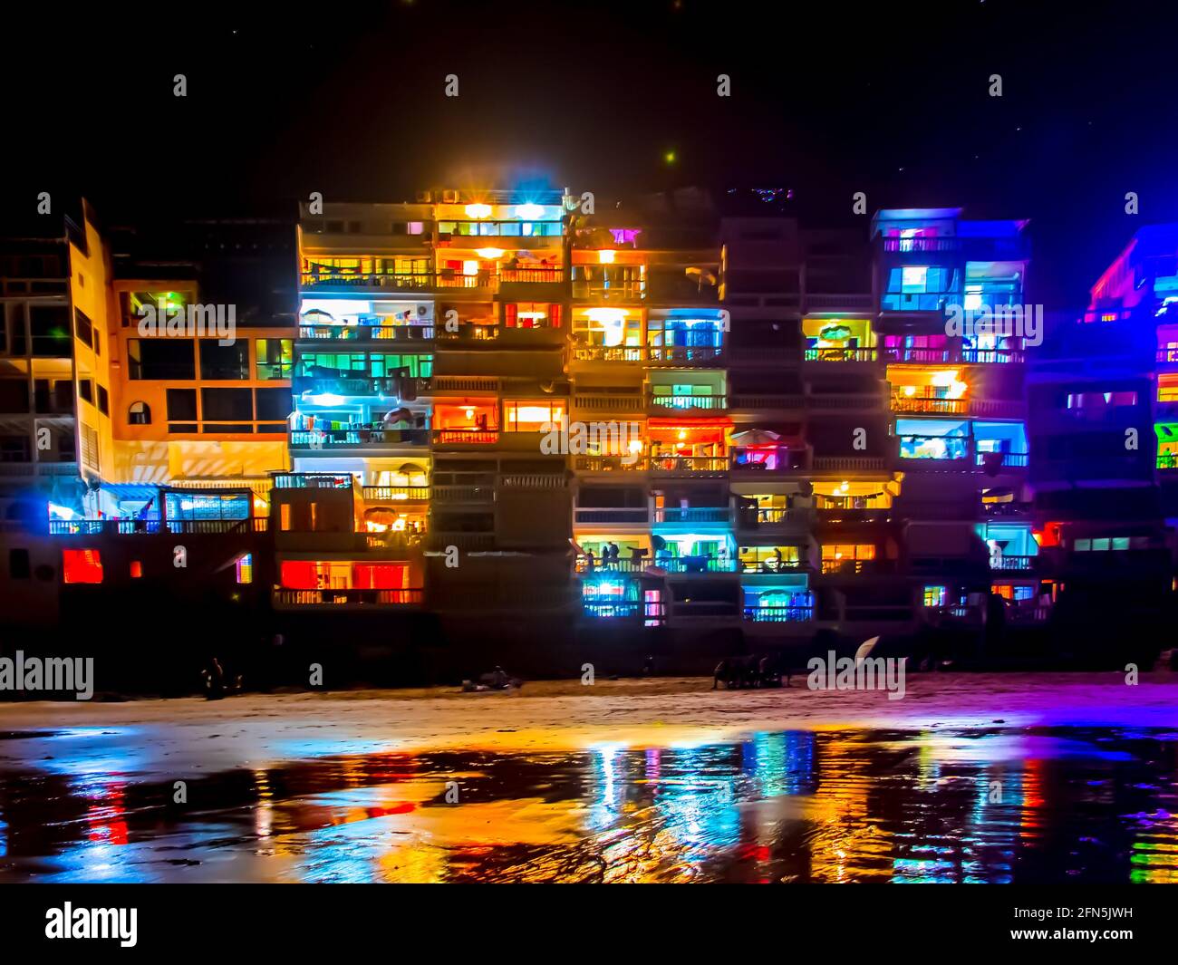 Building colors lights night with a reflection Stock Photo - Alamy