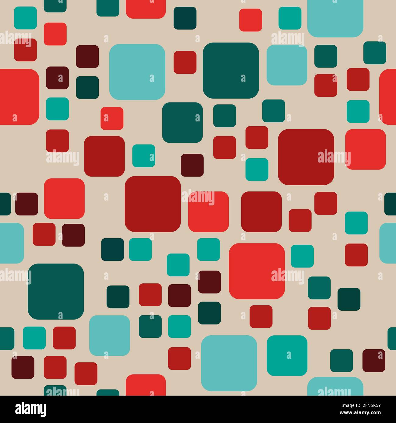 Seamless repeat pattern. Mosaic. Rounded squares in red, green and ...