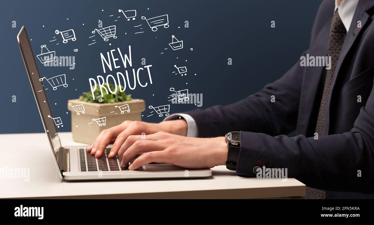 Businessman working on laptop, e-commerce concept Stock Photo - Alamy