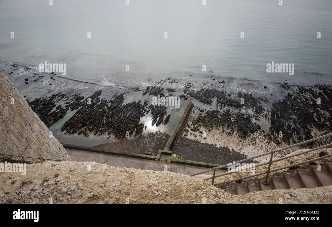 Peacehaven Heights Steps hewn from the chalk cliff face in East Sussex ...