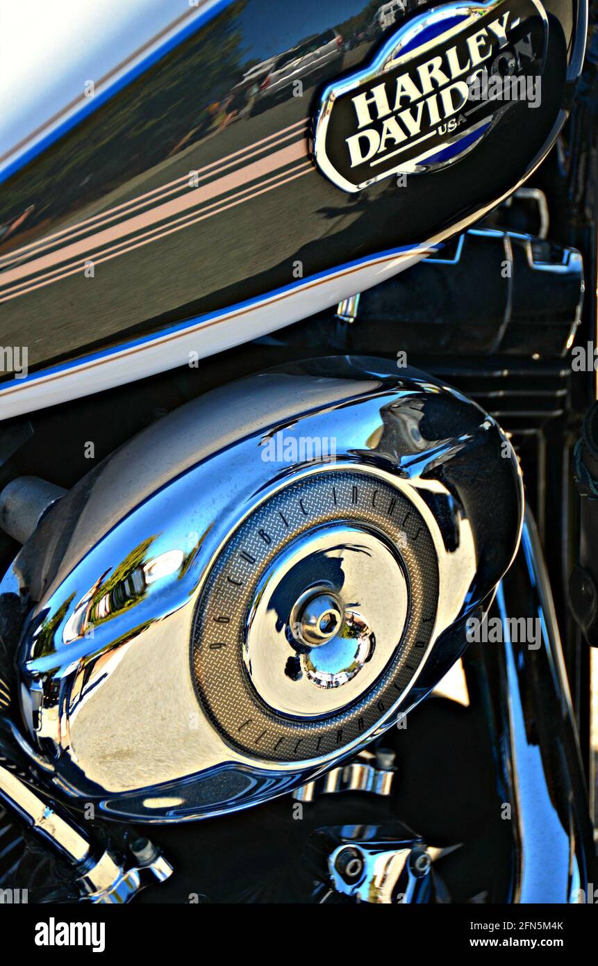 Close-up engine view of the legendary Harley Davidson Softail with ...