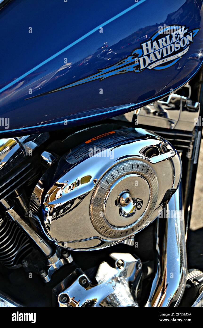 Close-up engine view of the legendary Harley Davidson Softail with ...
