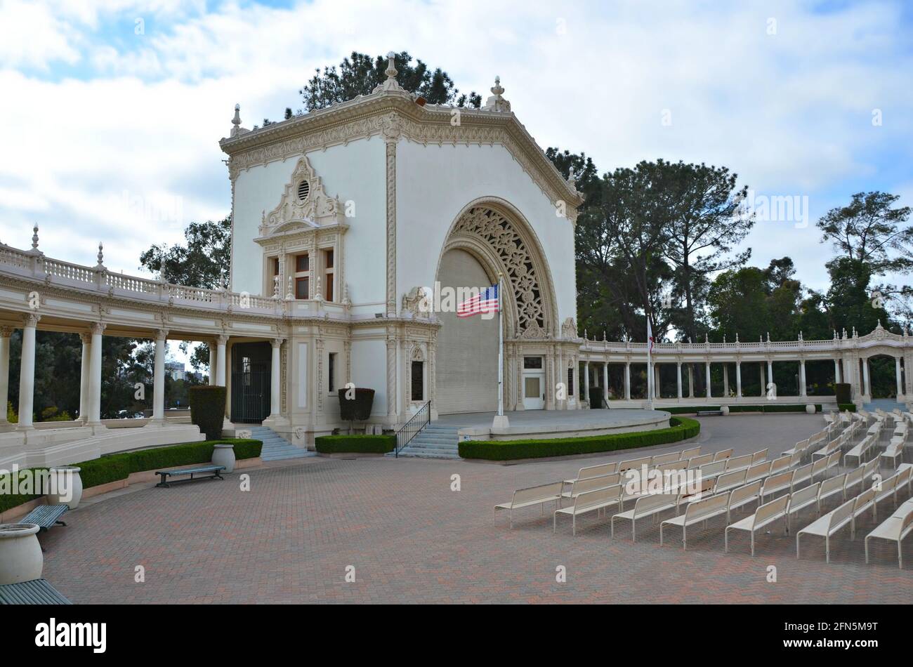 Landscape with scenic view of Spreckels Organ Pavilion, home of the ...