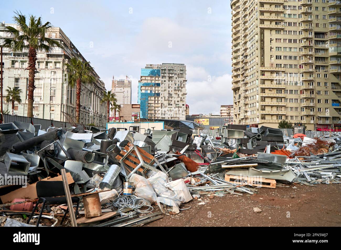 Landfill for construction waste. Construction site. Building ...