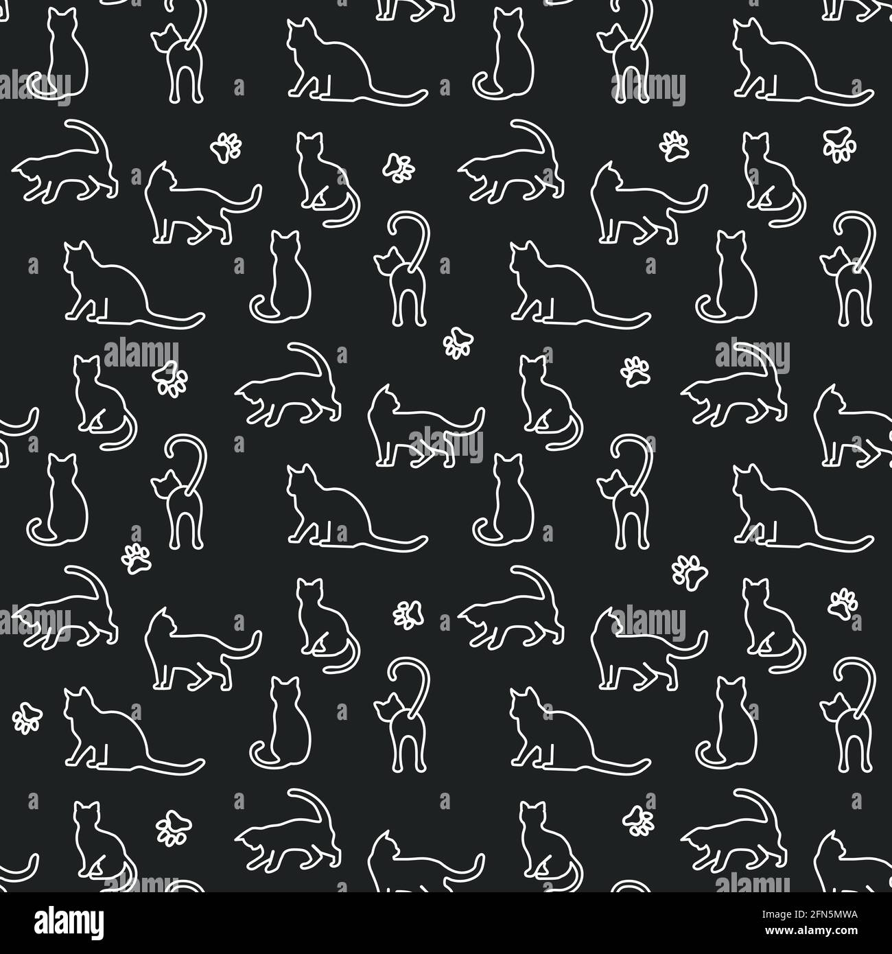 Vector seamless pattern illustration with fun cat. Animal background ...