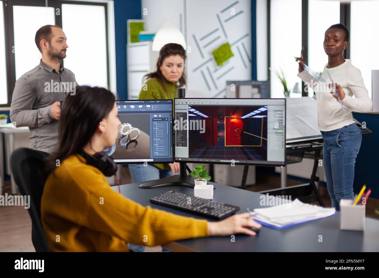 Engineers working with cad design hi-res stock photography and images ...