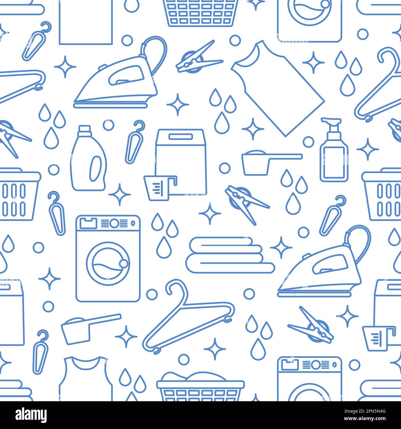 Vector Seamless pattern Illustration Laundry Cleaning service Washing ...