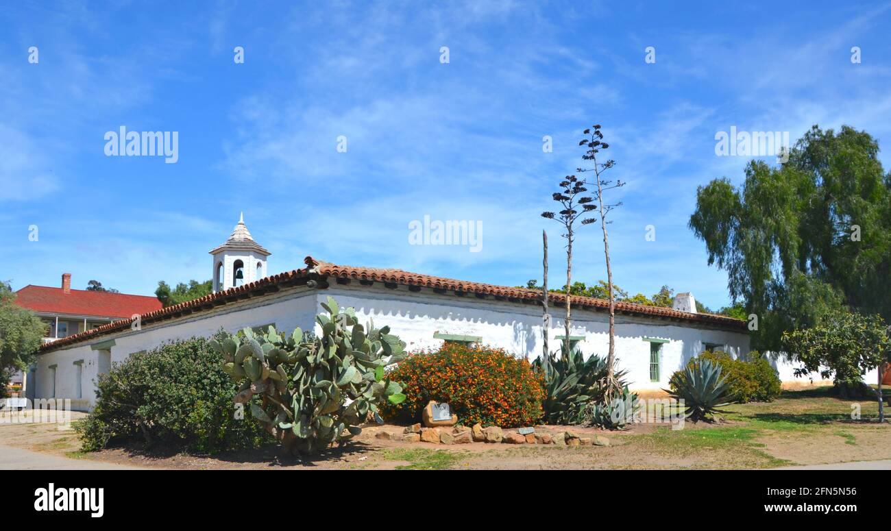 View of La Casa de Estudillo, a Spanish-Mexican one-story adobe brick ...