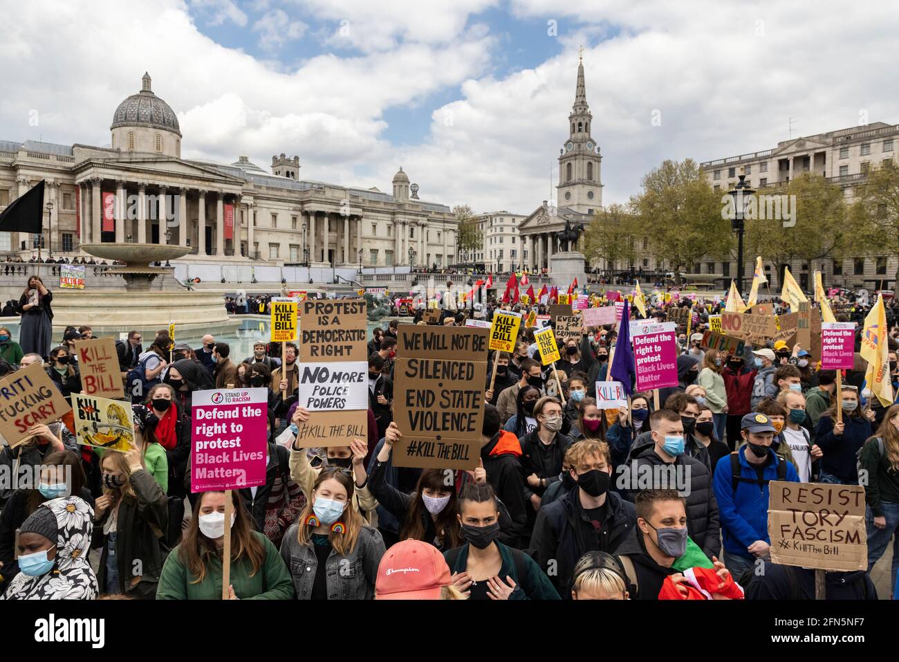 Crowd in Trafalgar Square during 'Kill the Bill' protest against new ...