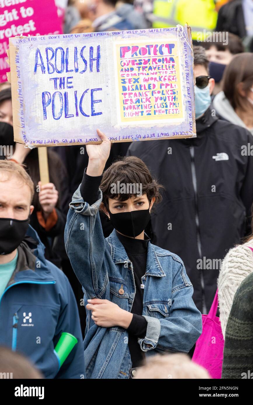 Female protester with placard at 'Kill the Bill' protest against new ...