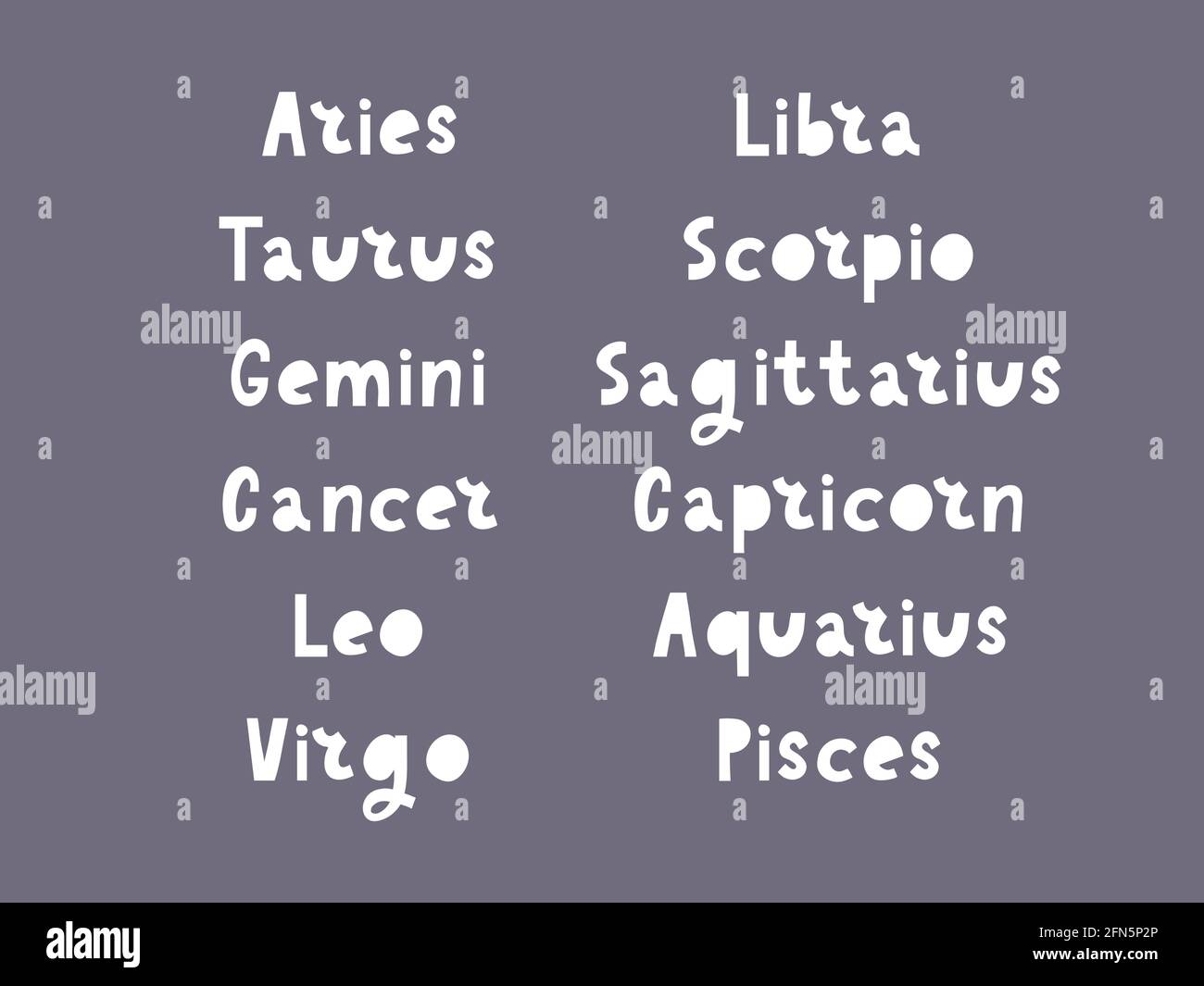 Zodiac lettering Vector Sign. Cartoon astrology text illustration ...