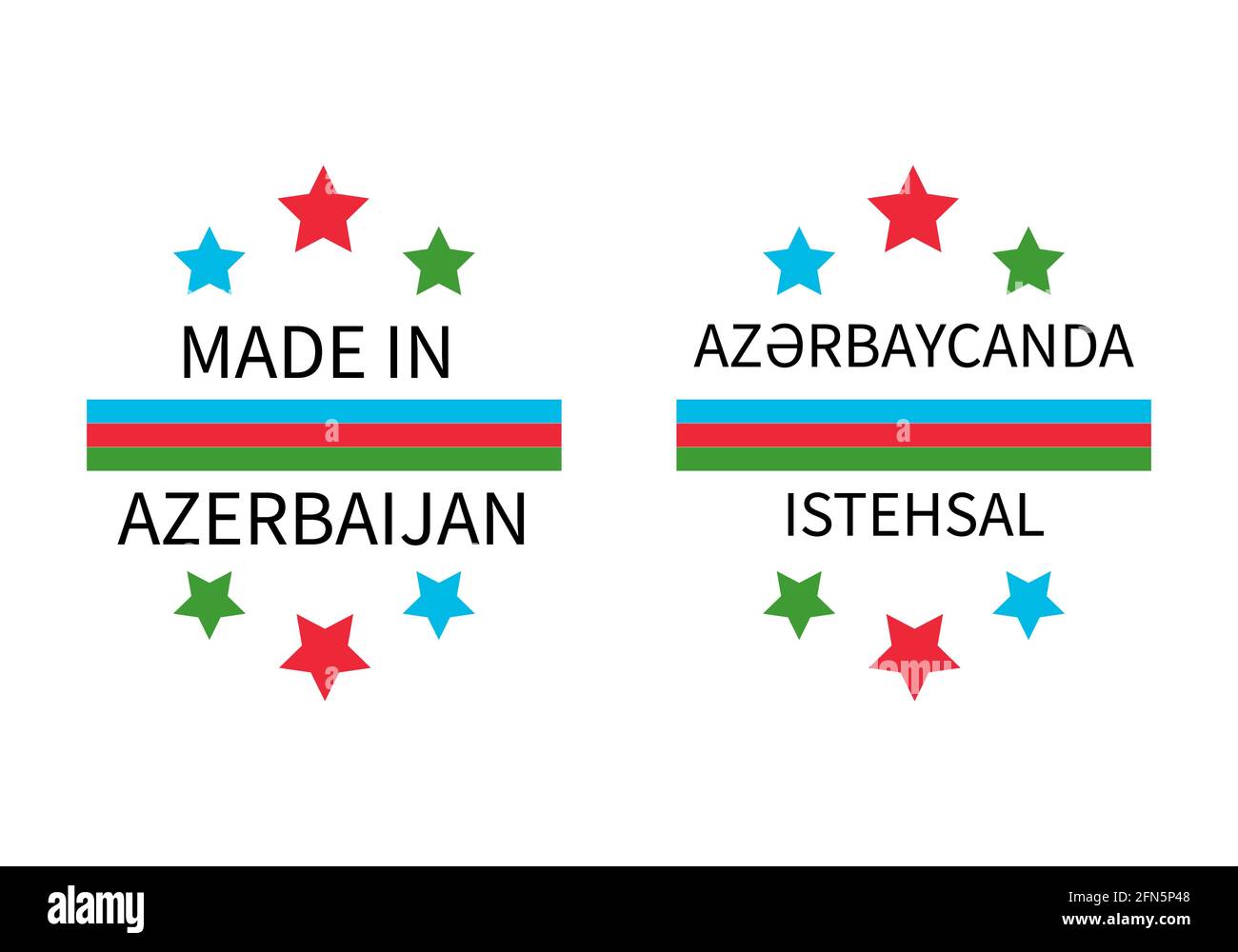 Made in Azerbaijan label in English and in Azerbaijani languages ...