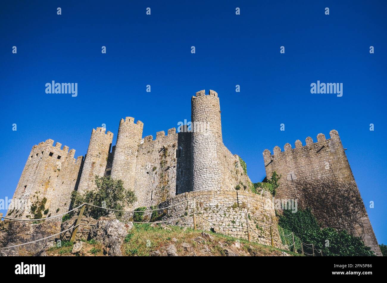 Medieval castle in the portuguese village of Obidos, Leiria, Portugal ...