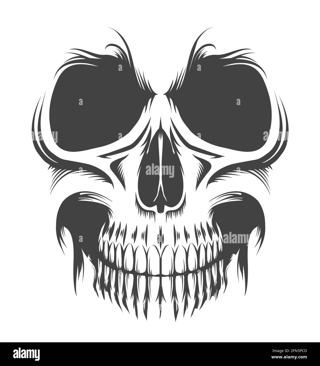 Tattoo of Human Skull isolated on white. Vector illustration Stock ...