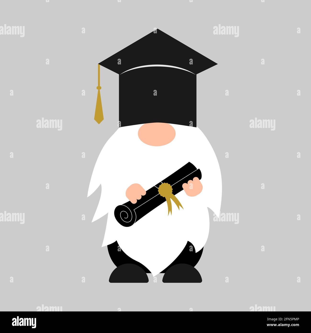 Graduation gnome wearing hat. Senior graduate banner. Vector template ...