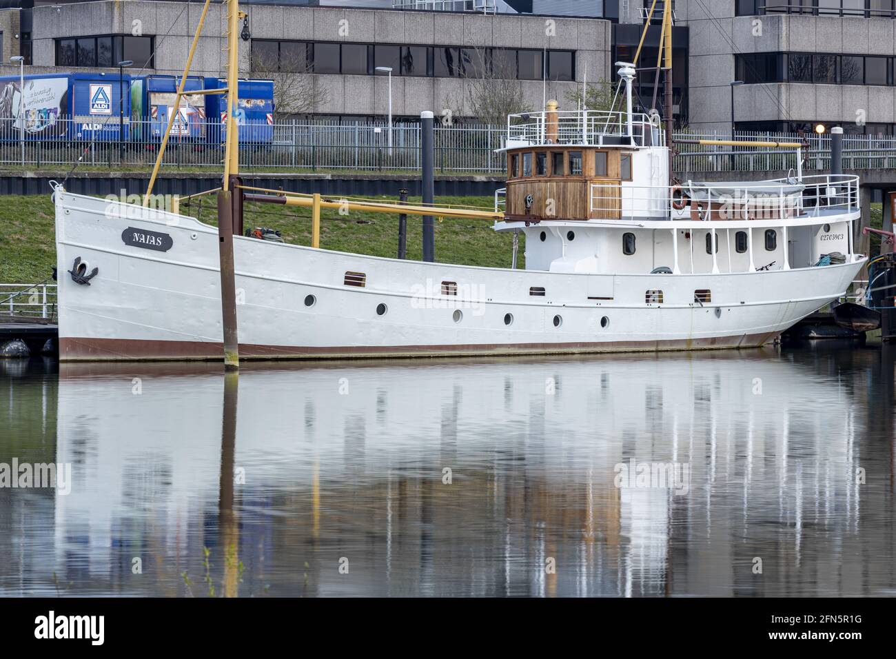 ZUTPHEN, NETHERLANDS - Mar 31, 2021: Historic Dutch coaster boat and ...