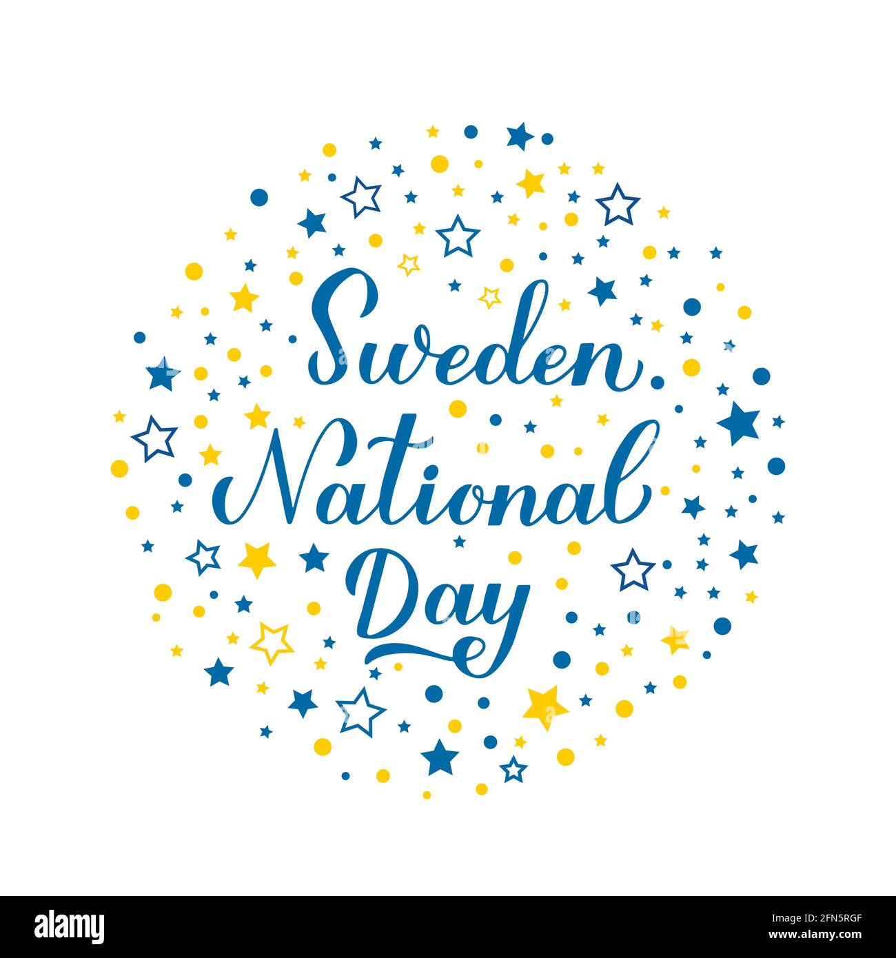 Sweden National Day calligraphy hand lettering. Swedish holiday on June ...
