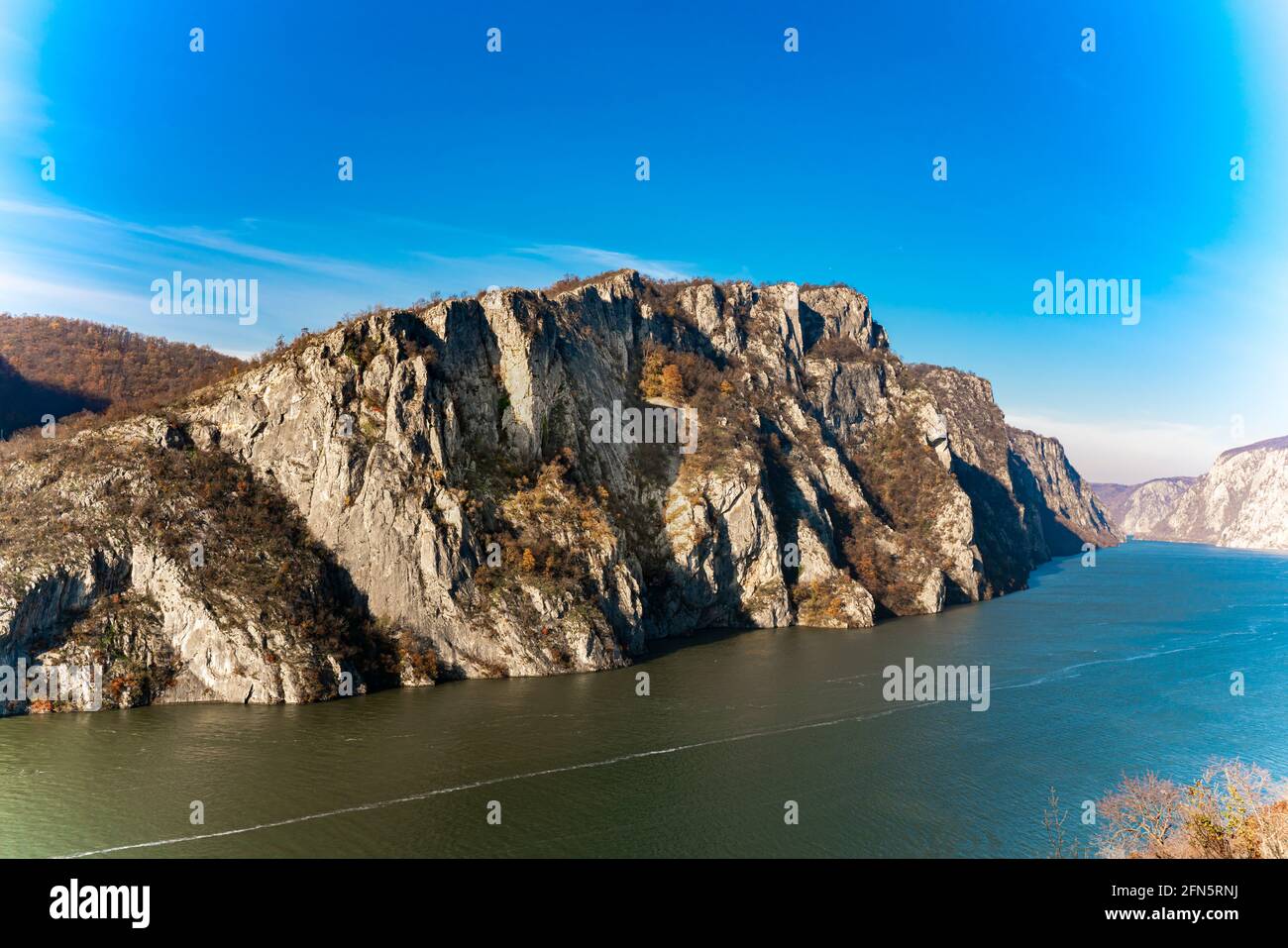 View at Danube gorge in Djerdap on the Serbian-Romanian border Stock ...