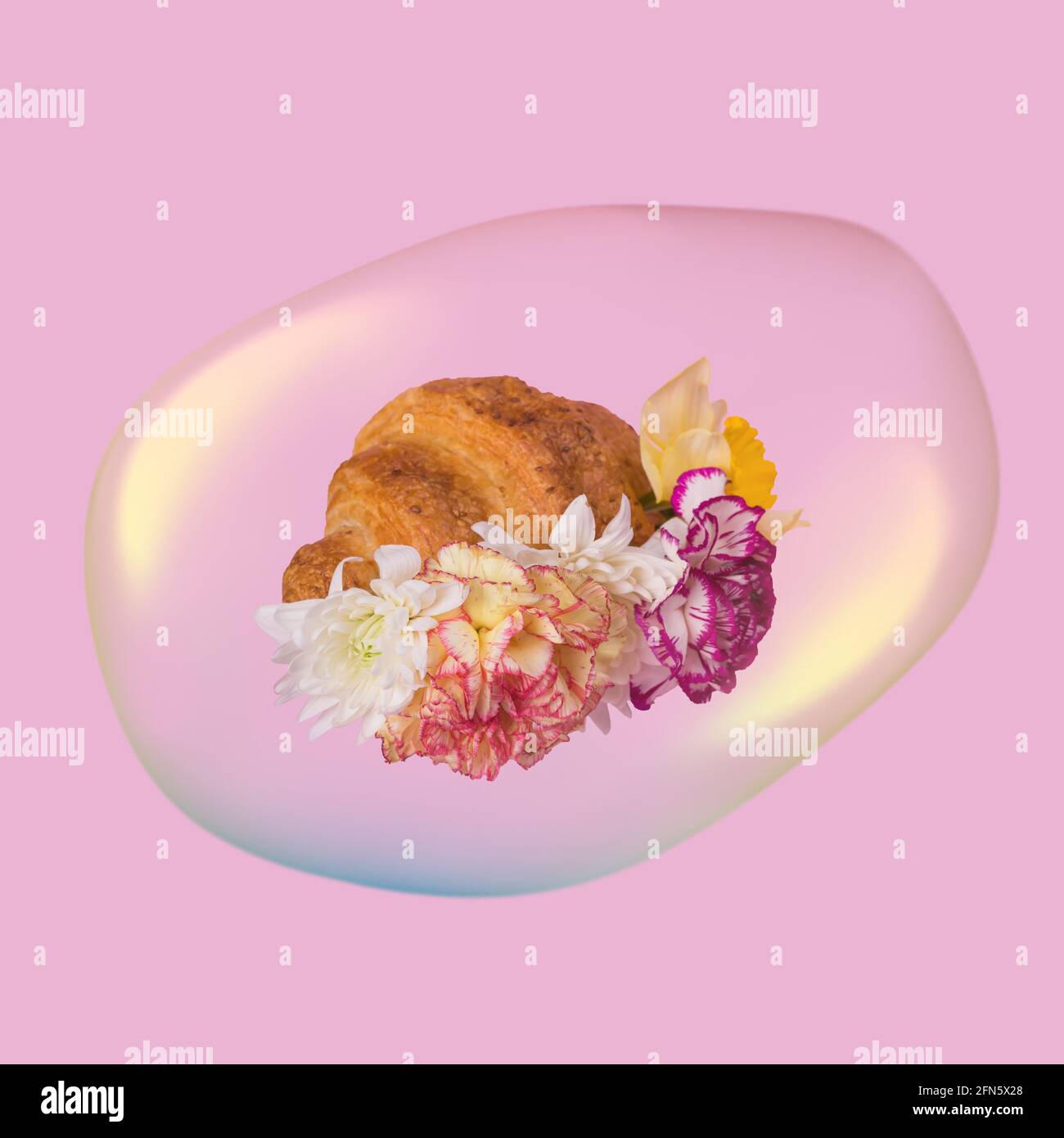 Creative idea made of Croissant in bubble with many different colorful ...