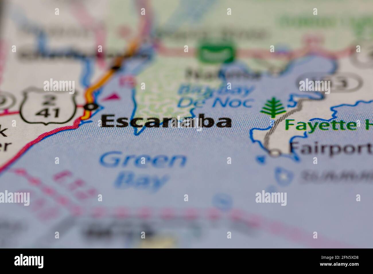 Escanaba Michigan USA shown on a Geography map or road map Stock Photo ...