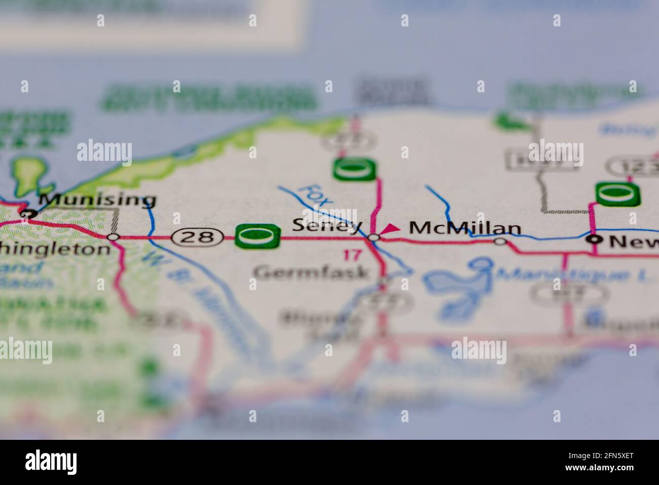 Seney Michigan USA shown on a Geography map or road map Stock Photo - Alamy