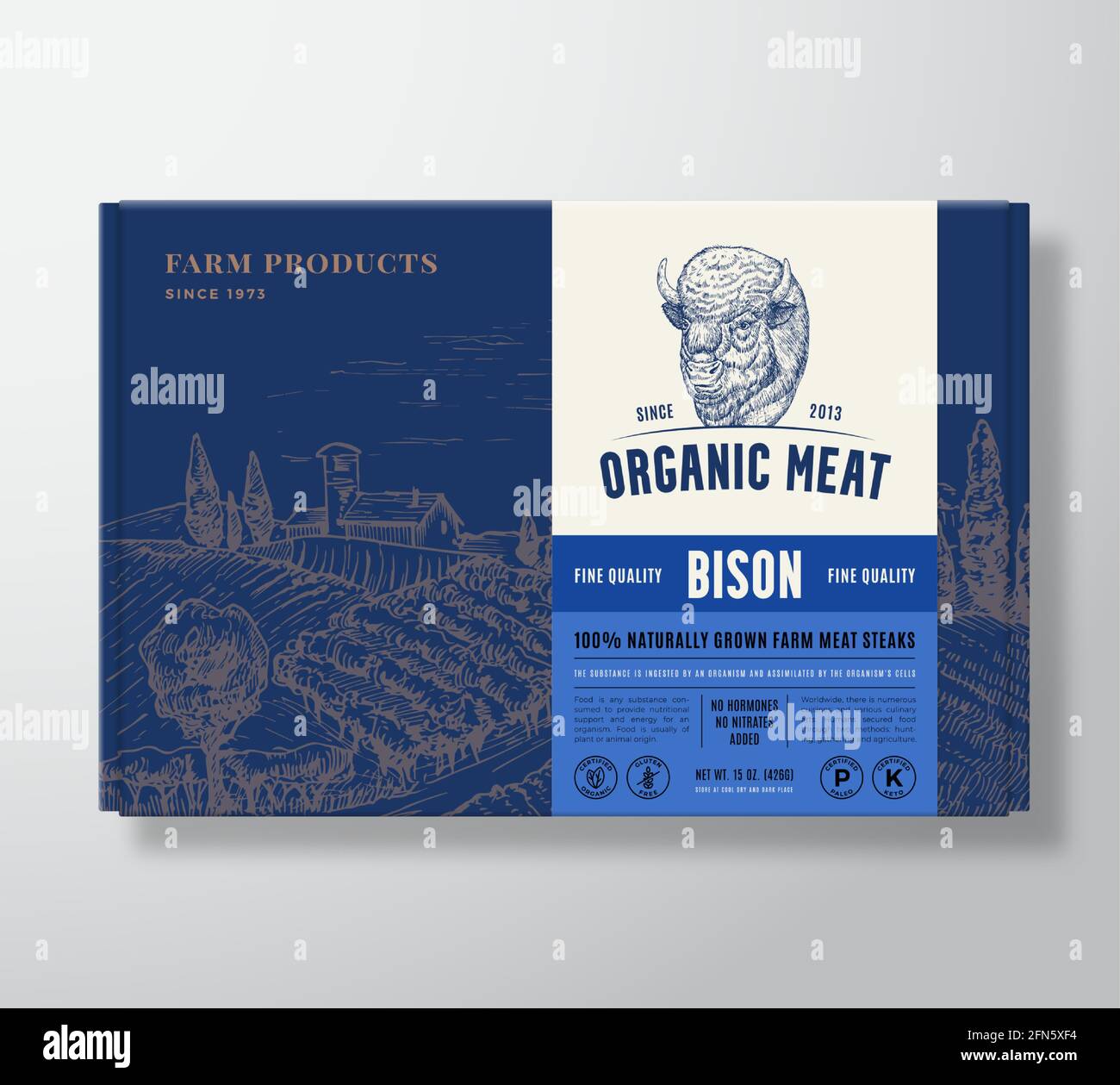 Premium Quality Bison Mock Up. Organic Vector Meat Packaging Label ...