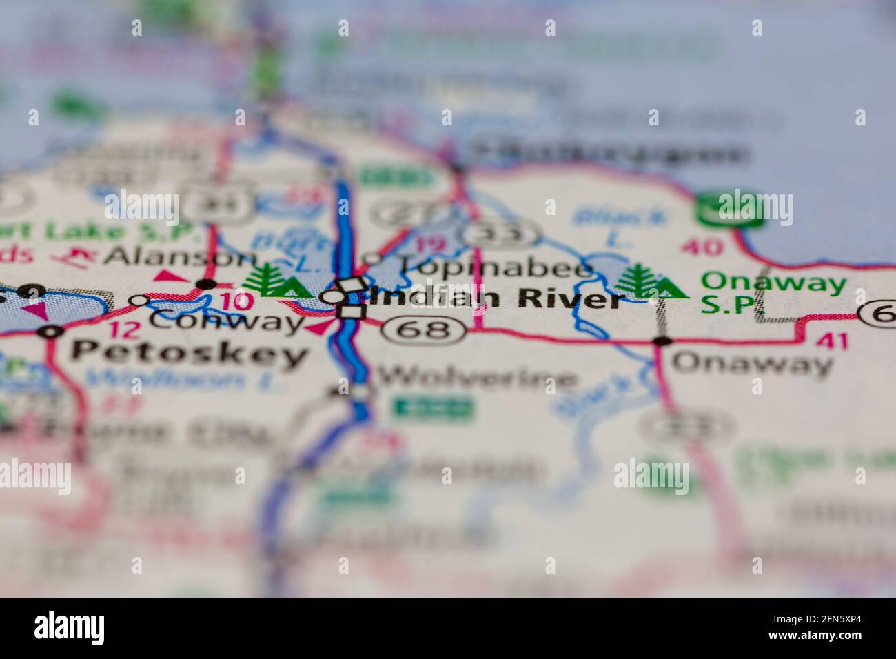 Indian river michigan map hi-res stock photography and images - Alamy