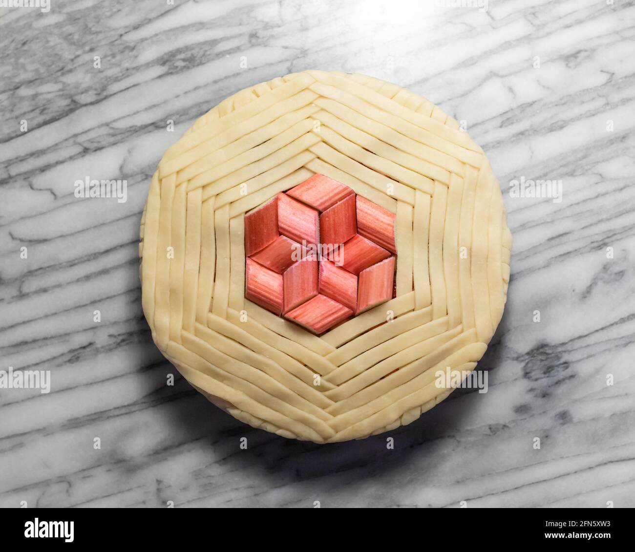 Strawberry Rhubarb Pie with Geometric Design Stock Photo - Alamy