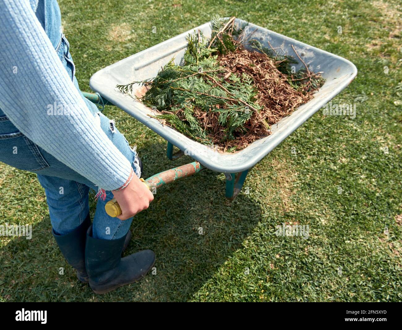 Person Pushing A Wheelbarrow High Resolution Stock Photography and ...