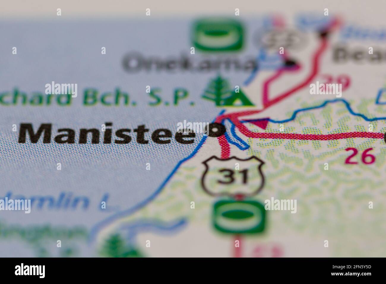 Manistee Michigan USA shown on a Geography map or road map Stock Photo ...