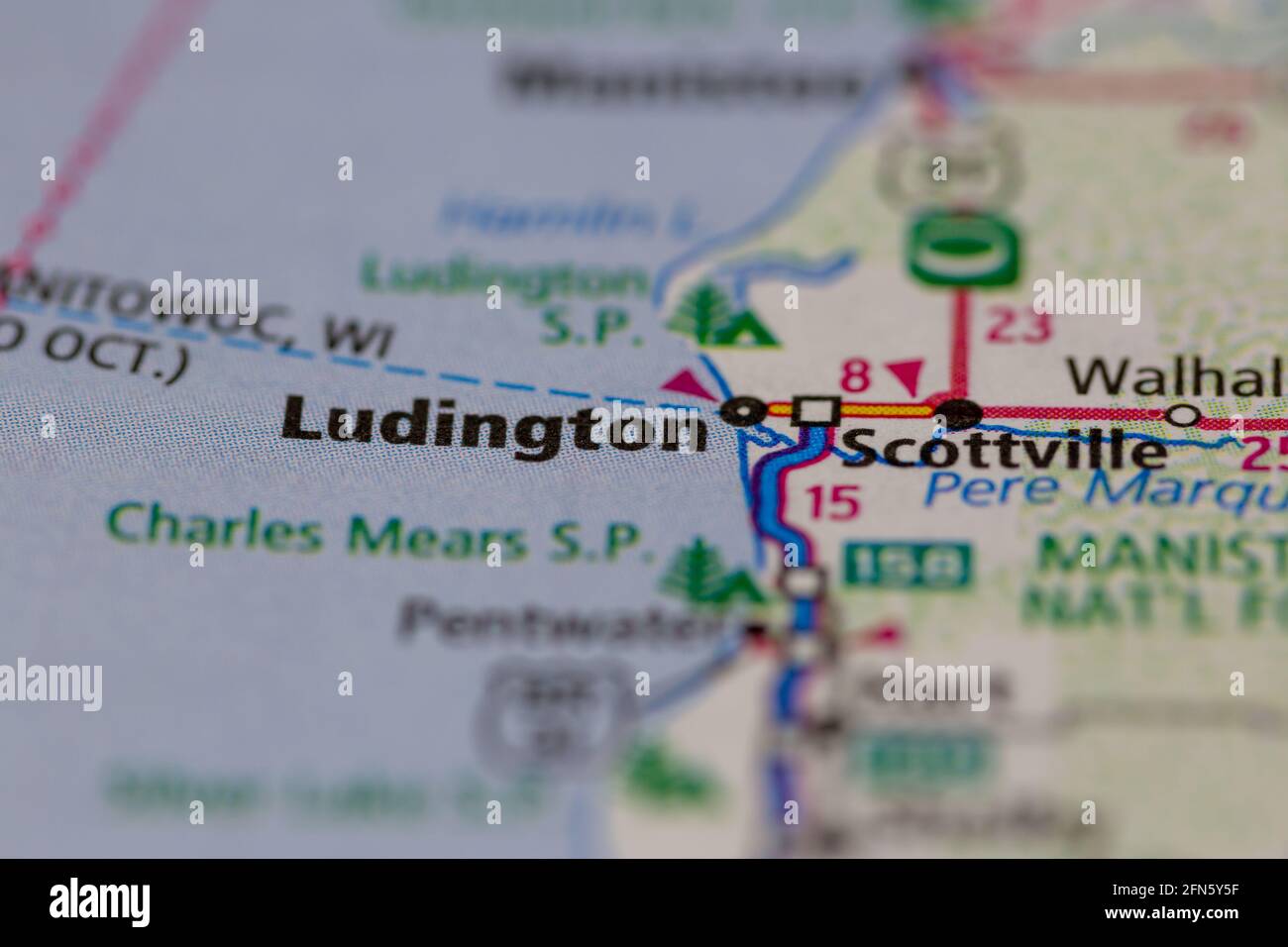 Ludington Michigan USA shown on a Geography map or road map Stock Photo ...