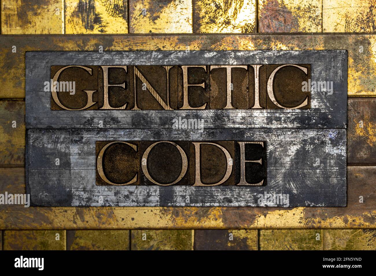 Genetic Code text on vintage textured grunge copper and gold steampunk ...