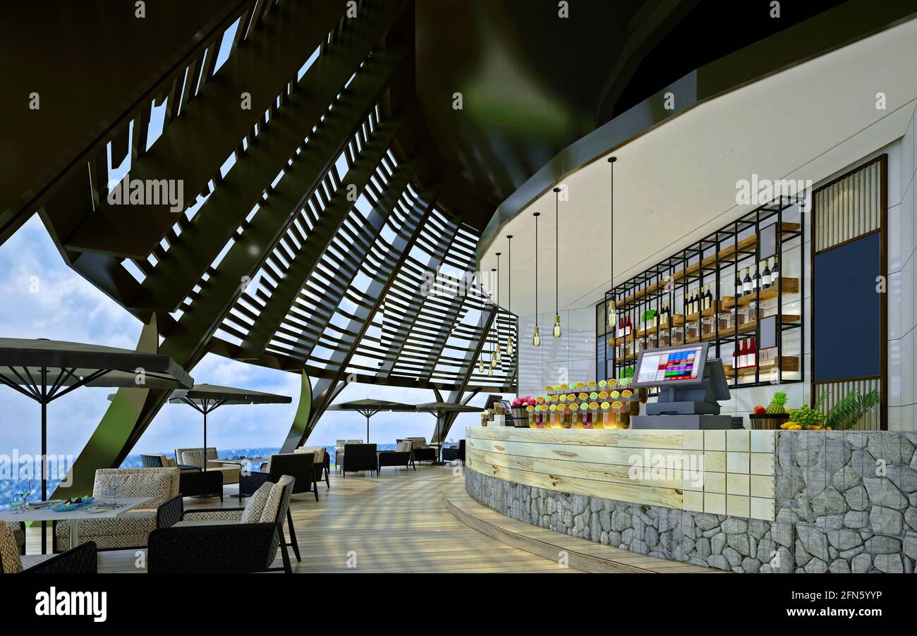 3d render of cafe restaurant Stock Photo - Alamy