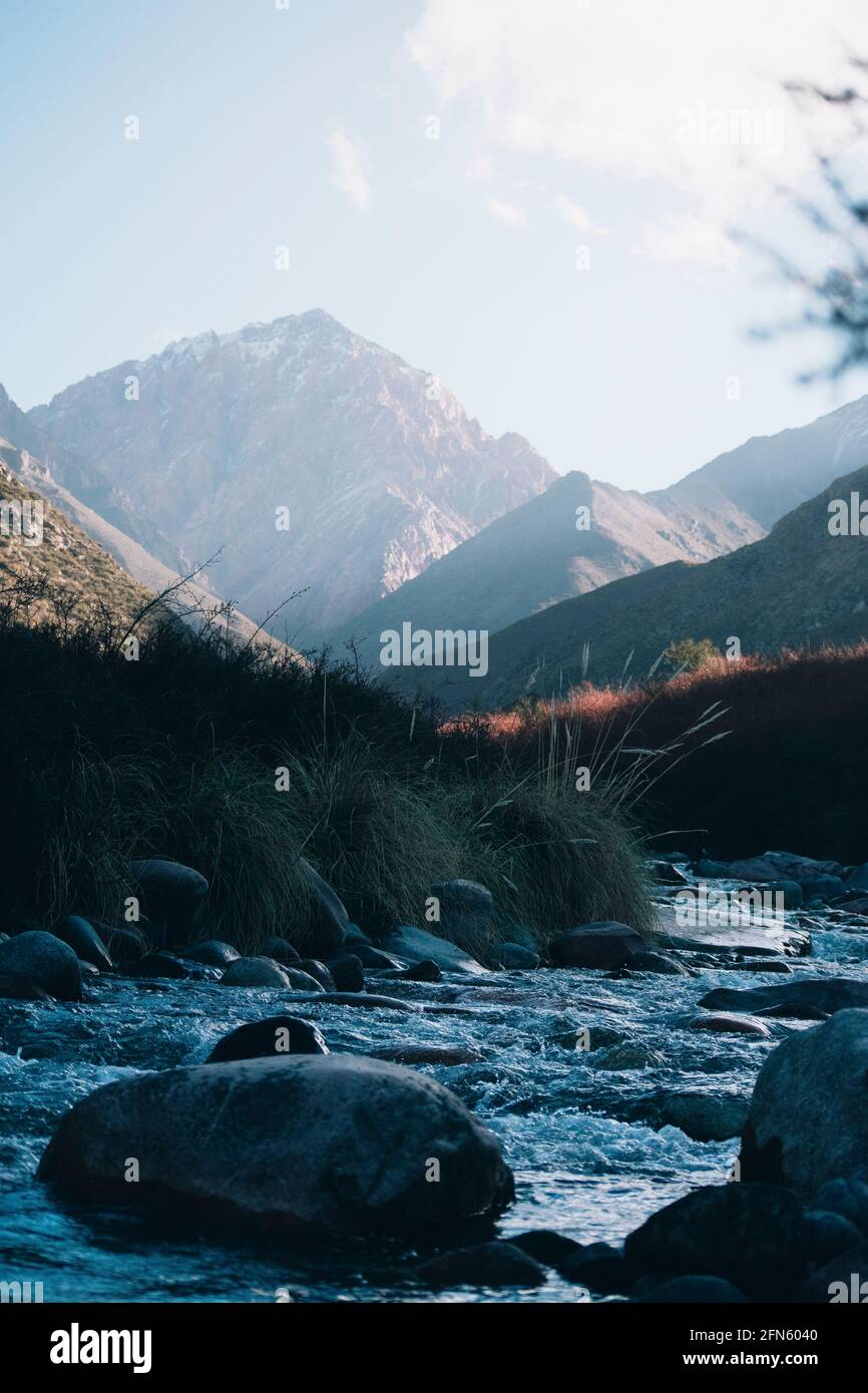 view of rivers between mountains Stock Photo - Alamy