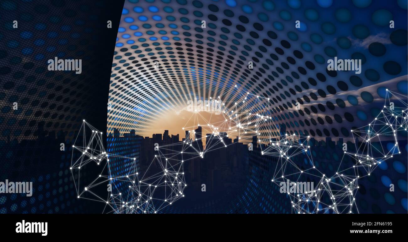 Composition of network of white global connections over spots and ...