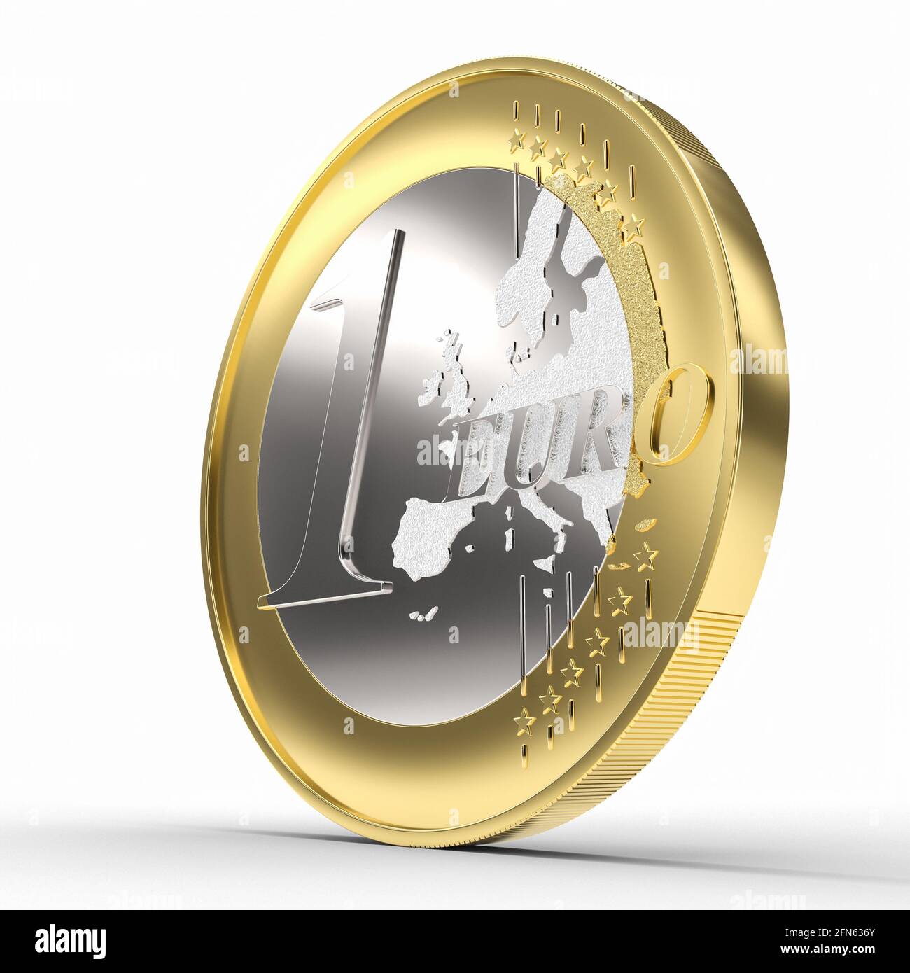 1 euro coin on white. money concept. 3d render Stock Photo - Alamy