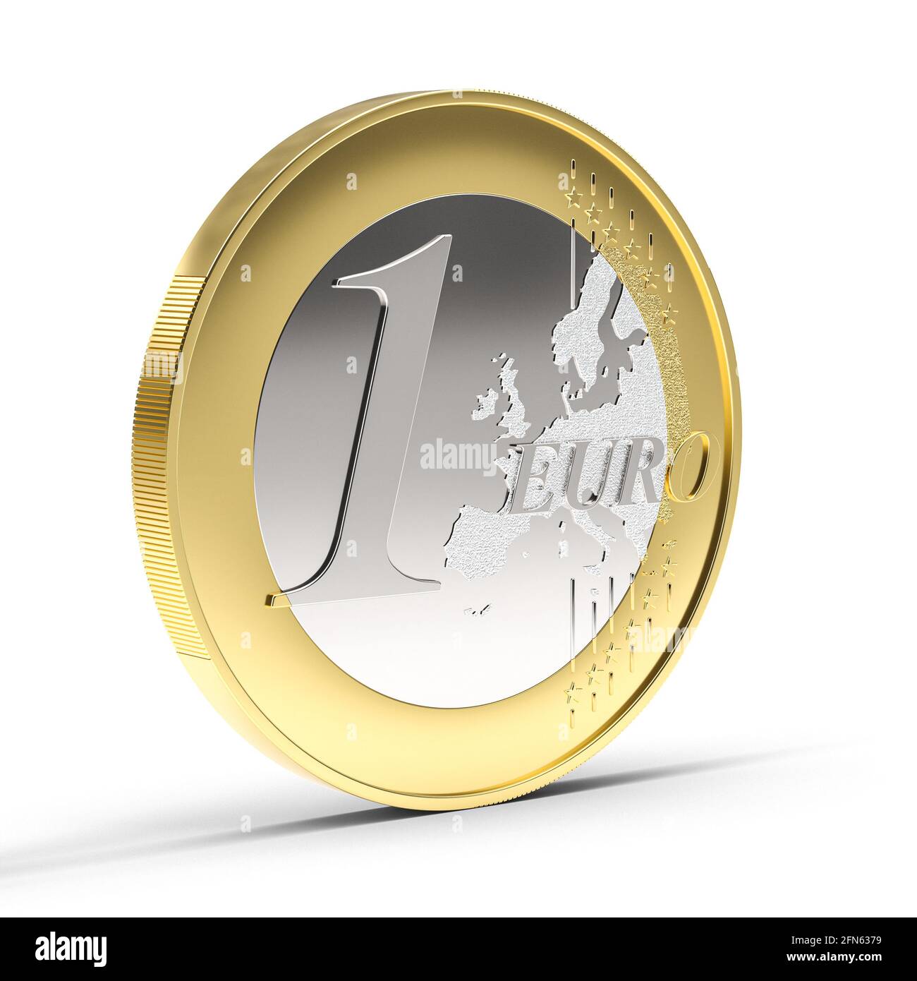 one euro coin on a white background. 3d render Stock Photo - Alamy