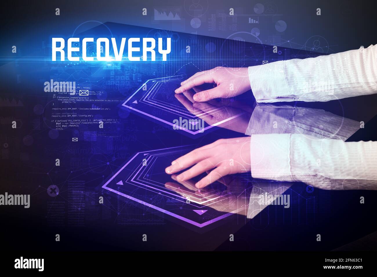 Hand touching digital table concept Stock Photo - Alamy