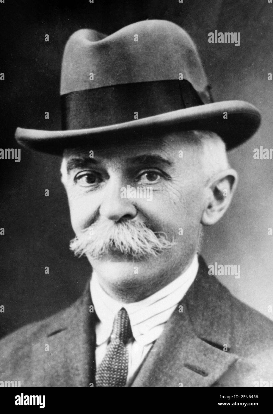 Pierre de Coubertin. Portrait of the founder of the modern Olympics ...