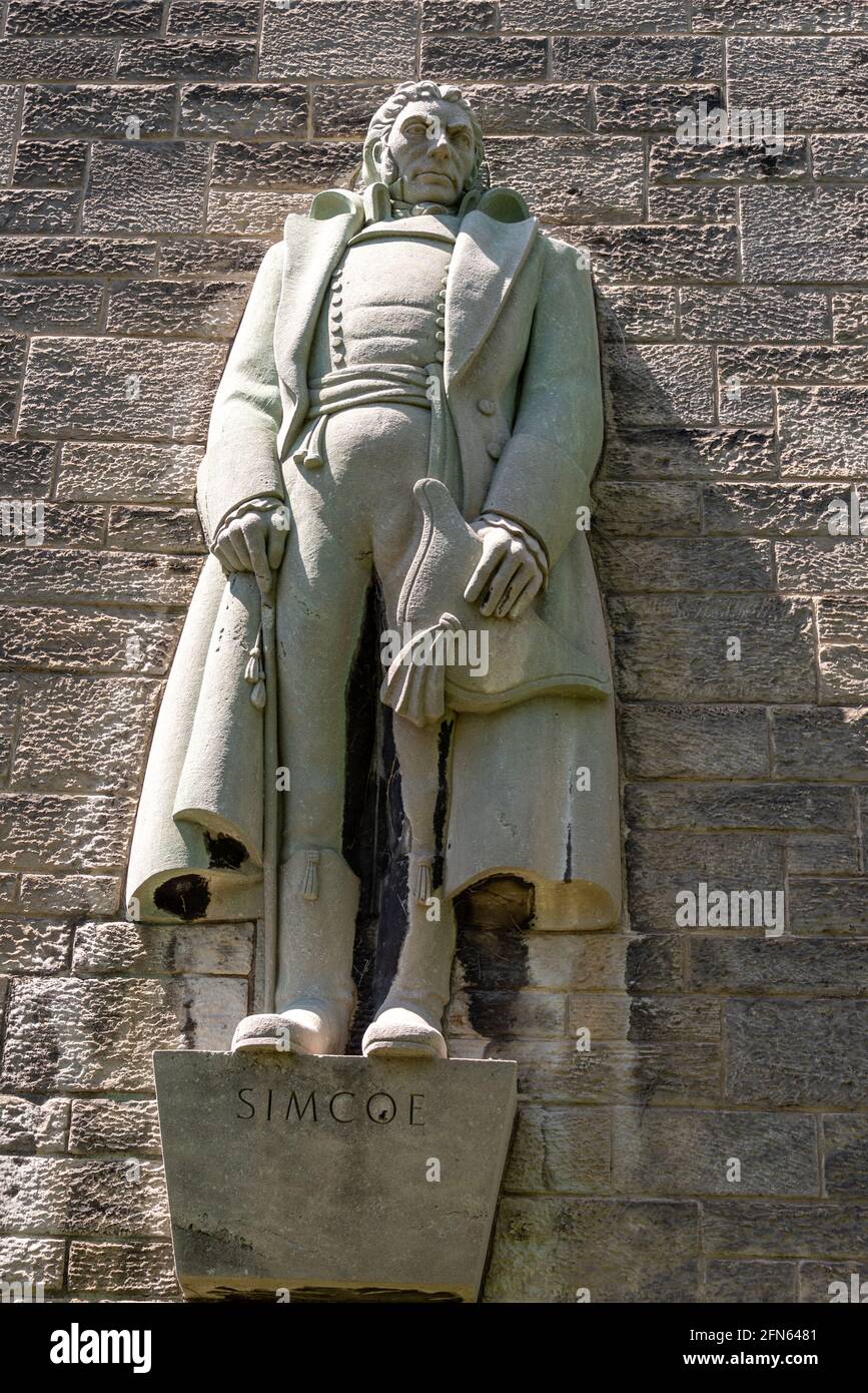 Statue or sculpture of John Graves Simcoe. Architectural detail of the ...