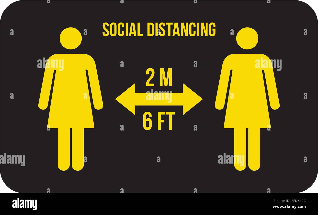 Social distancing icon symbol vector keep safe distance sign in a glyph ...