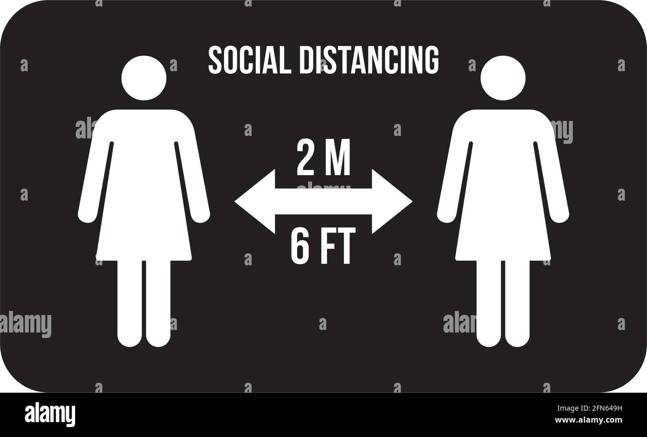 Social distancing icon symbol vector keep safe distance sign in a glyph ...