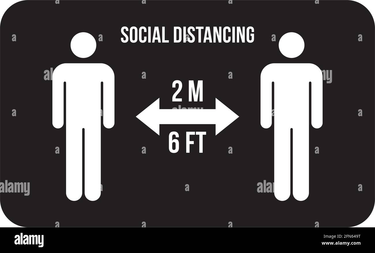Social distancing icon symbol vector keep safe distance sign in a glyph ...